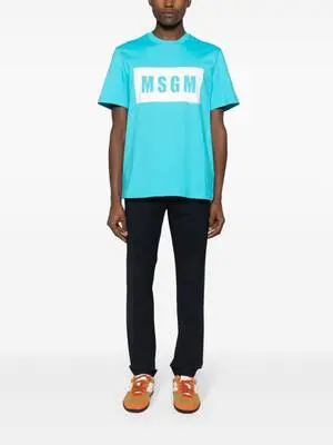 MSGM Logo-waistband Tailored Trousers - Blue