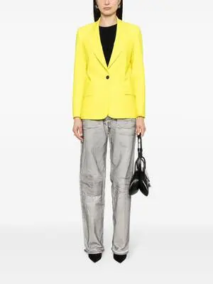 MSGM Single-breasted Peak-lapels Blazer - Yellow