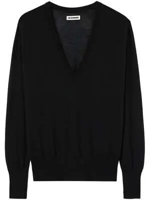 JIL SANDER V-neck Cashmere Top - Black