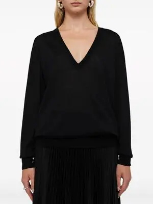 JIL SANDER V-neck Cashmere Top - Black
