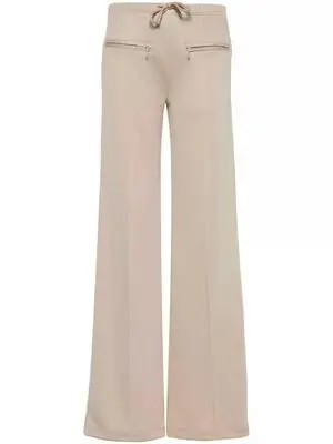 COURREGES Logo-patch Ribbed Trousers - Neutrals