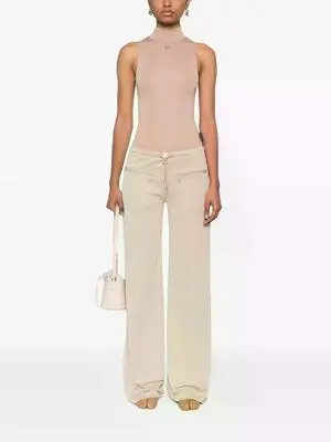 COURREGES Logo-patch Ribbed Trousers - Neutrals
