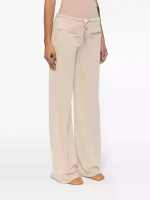 COURREGES Logo-patch Ribbed Trousers - Neutrals