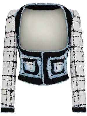 Dsquared2 Bouclé Corset Cotton-blend Jacket - White