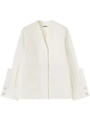 JIL SANDER V-neck Cotton-blend Jacket