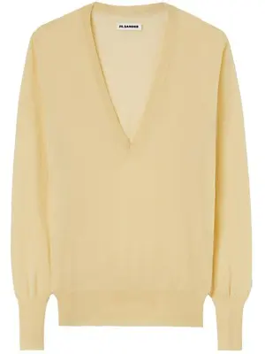 JIL SANDER V-neck Cashmere Top - Yellow