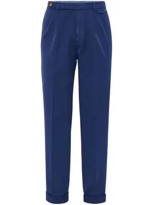 Brunello Cucinelli Straight-leg Cotton Trousers - Blue