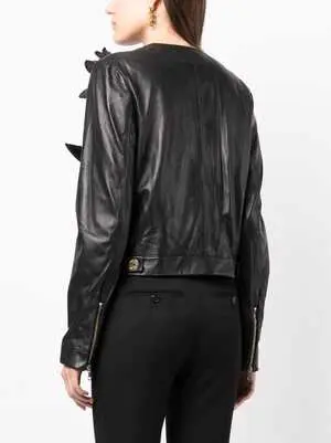 Elie Saab Floral-embroidered Leather Jacket