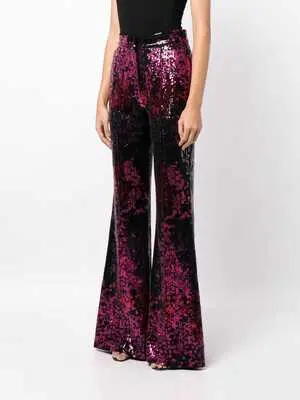 Elie Saab Sequin Embellished Flared Trousers - Black