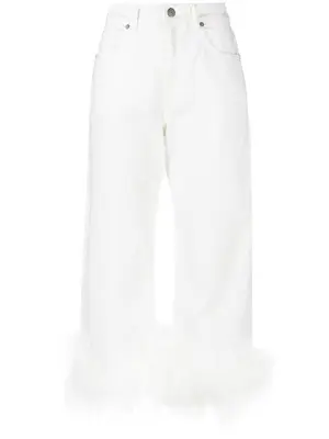 P.a.r.o.s.h Feather-trim Straight Leg Jeans