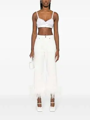 P.a.r.o.s.h Feather-trim Straight Leg Jeans