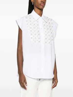 P.a.r.o.s.h Rhinestone-embellished Sleeveless Blouse