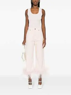 P.a.r.o.s.h Feather-trim Straight-leg Jeans