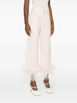 P.a.r.o.s.h Feather-trim Straight-leg Jeans
