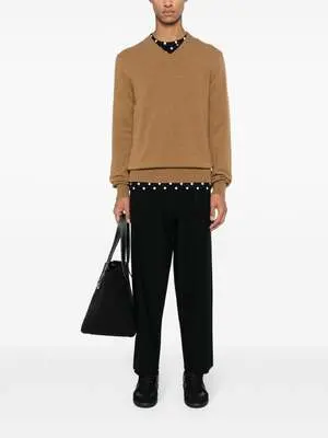 Play Comme Des Garcon Logo-appliqué Wool Jumper - Brown