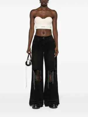Patrizia Pepe Logo-patch Tailored Bustier Top - Neutrals