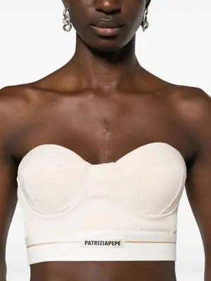 Patrizia Pepe Logo-patch Tailored Bustier Top - Neutrals
