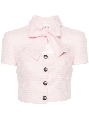 Alessandra Rich Cropped Tweed Jacket - Pink