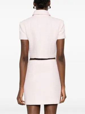 Alessandra Rich Cropped Tweed Jacket - Pink