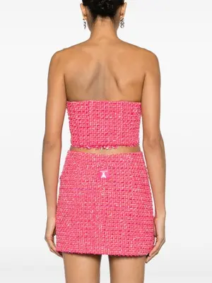 Patrizia Pepe Frayed Tweed Bustier Top