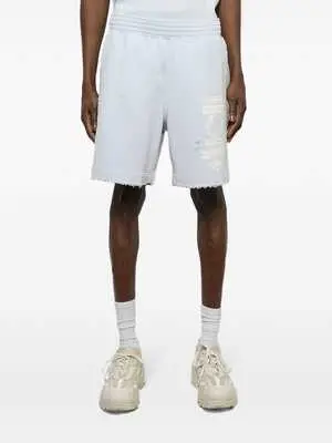 Givenchy Baby Cotton Track Shorts With Distressed Effect
