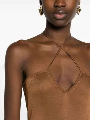 TOM FORD Halterneck Maxi Dress - Brown