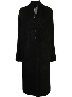 Isabel Benenato Ribbed-knit Single-breasted Coat