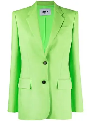 MSGM Single-breasted Textured Blazer - Green