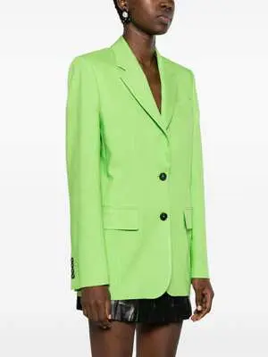 MSGM Single-breasted Textured Blazer - Green