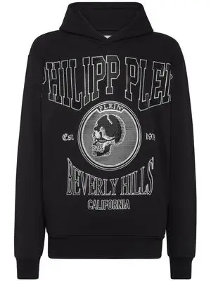 Philipp Plein Crystal-embellished Jersey Hoodie - Black