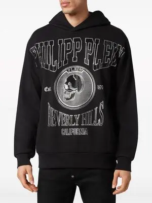 Philipp Plein Crystal-embellished Jersey Hoodie - Black