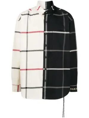 MASTERMIND WORLD Panelled Check-pattern Shirt - White