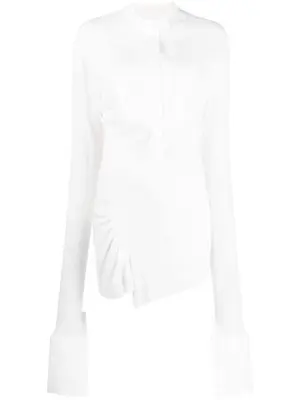 MARC LE BIHAN Knitted-panel Poplin Shirt