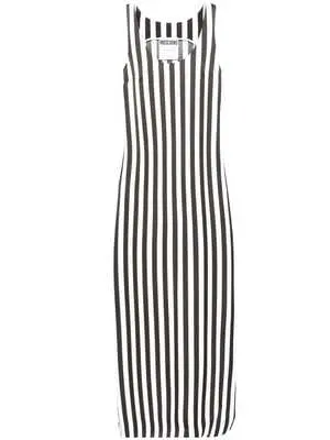 Moschino Scoop-neck Striped Long Dress - Black