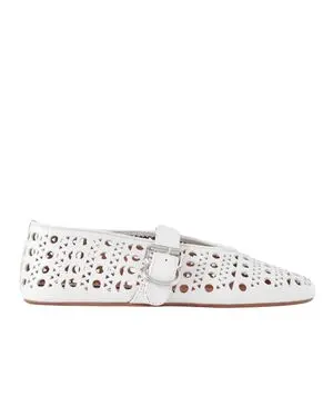 Alaïa Perforated Leather Ballerinas - White