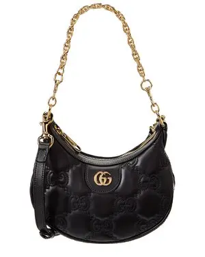 Gucci Gucci Gg Matelasse Mini Leather Hobo Bag - Black