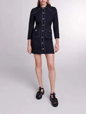 Maje Tweed Short Dress - Black