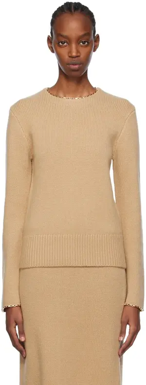 TOTEME TOTEME Chain-Edge Wool Sweater - 091 Biscuit