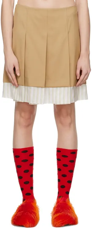 Marni Marni Tan Pleated Miniskirt - 00w75 Dijon
