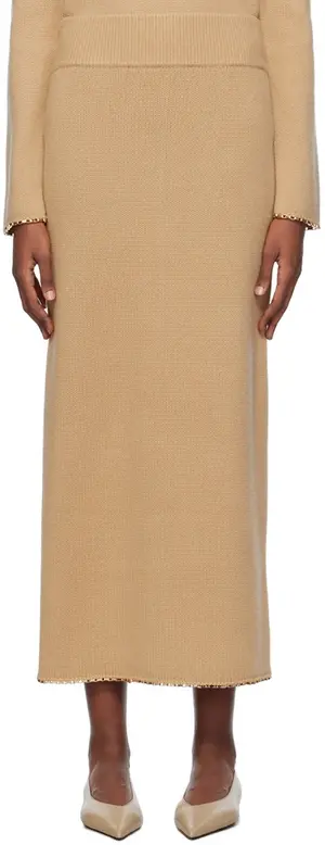 TOTEME TOTEME Chain-Edge Maxi Skirt - 091 Biscuit