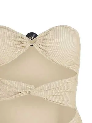 Karl Lagerfeld Fan Charm Strapless Lurex Swimsuit