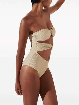 Karl Lagerfeld Fan Charm Strapless Lurex Swimsuit