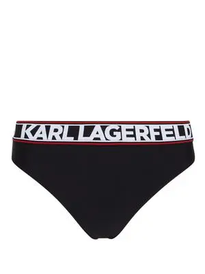 Karl Lagerfeld Logo-waistband Bikini Bottoms - Black