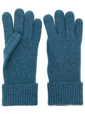 N.peal Ribbed-knit Cashmere Gloves - Blue