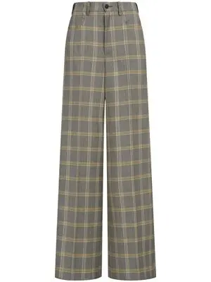 Marni Check-pattern Palazzo Pants - Yellow