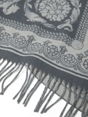 Versace Crete De Fleur-pattern Fringed Blanket