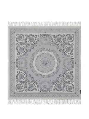 Versace Crete De Fleur-pattern Fringed Blanket