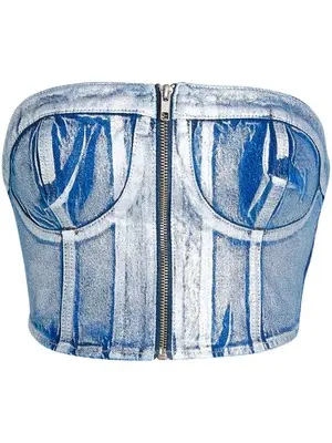 Karl Lagerfeld Appliqué Denim Bustier Top