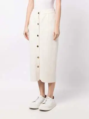 N.peal Organic Cashmere Buttoned Skirt