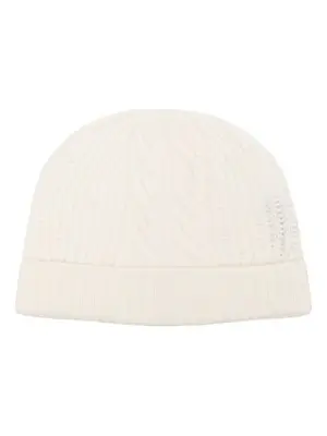 N.peal Cable-knit Cashmere Beanie - White